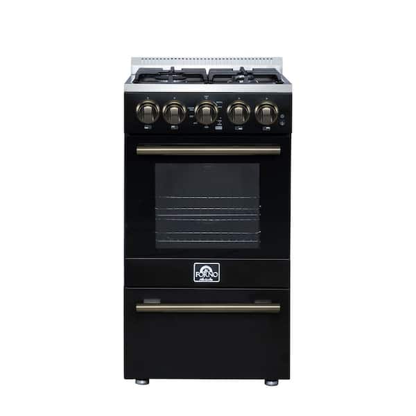 Forno Lamazze 20 Inch Freestanding Gas Range in Black, Compact Design ...