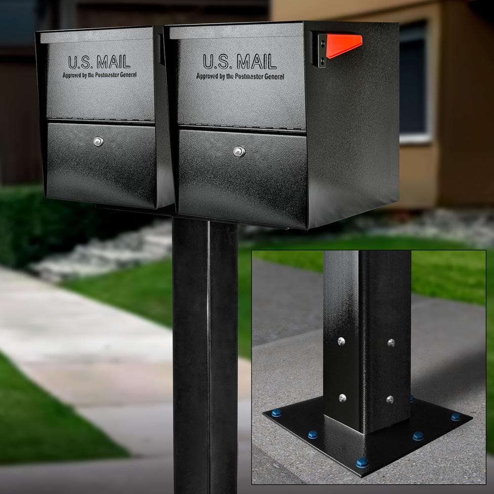 Mail Boss Package Master X2 Locking Post Mount Mailbox Combo Kit, Black ...