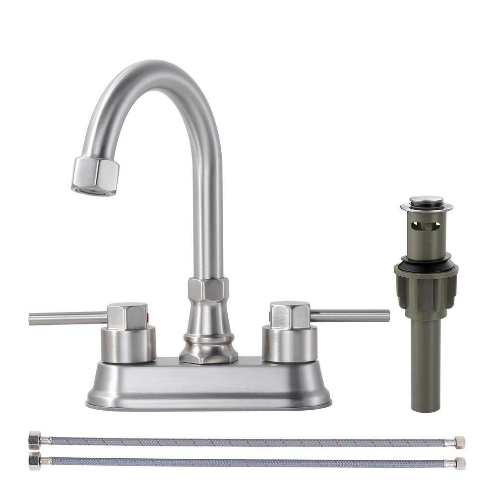 ALEASHA 4 in. Centerset Double Handle 360° Swivel Spout Bathroom Faucet ...