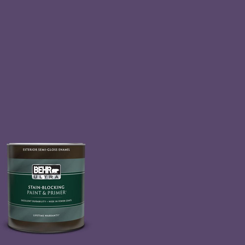 BEHR ULTRA 1 qt. #P570-7 Proper Purple Semi-Gloss Enamel Exterior Paint ...