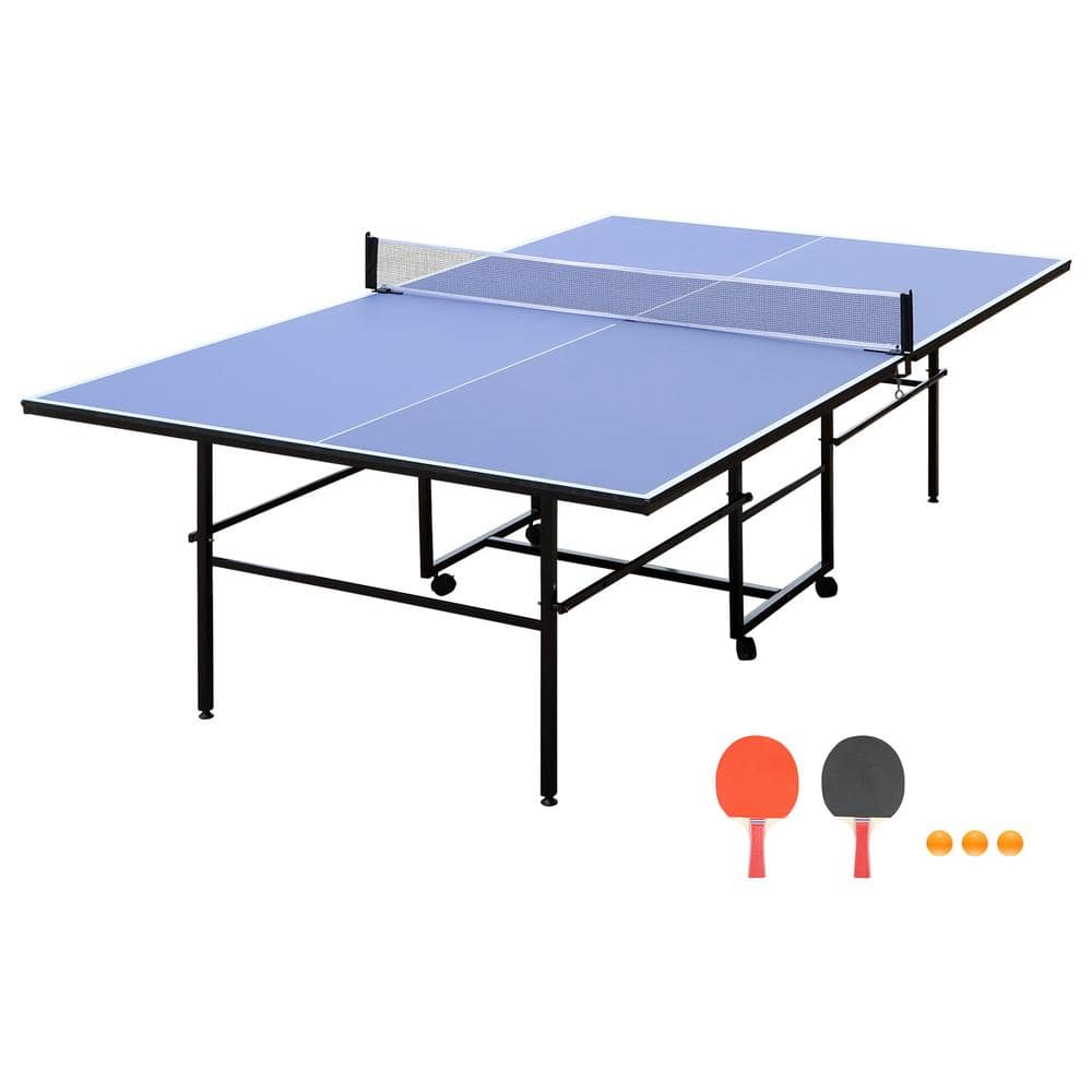 Zeus & Ruta 9 ft. Mid-Size Foldable Table Tennis Table Ping Pong Table ...