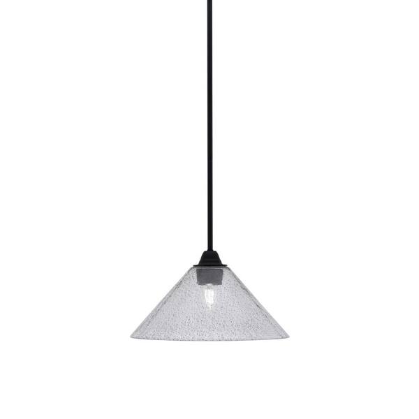 Madison 100-Watt 1-Light Matte Black Shaded Pendant Light with 12 in ...