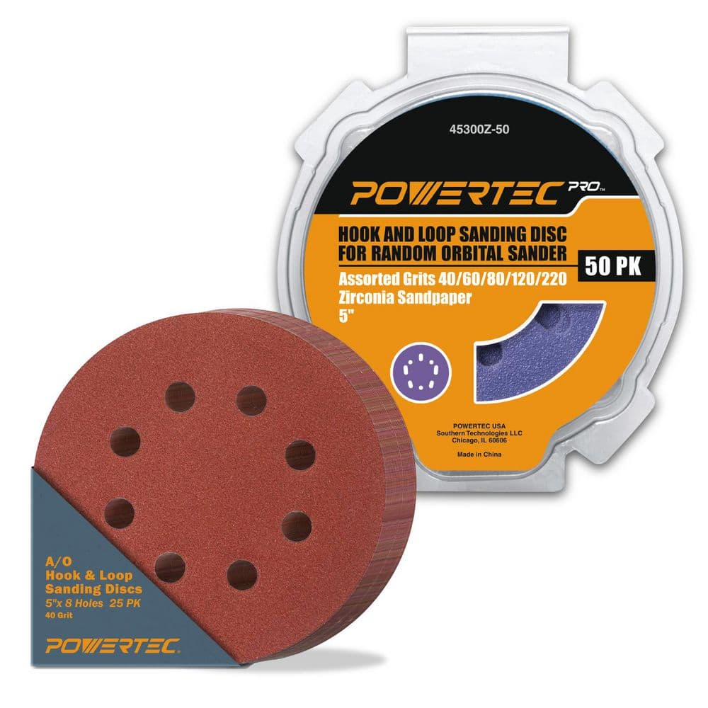 ‎POWERTEC 5 in. Hook and Loop Sanding Disc, Zirconia 40/60/80/120/220 ...