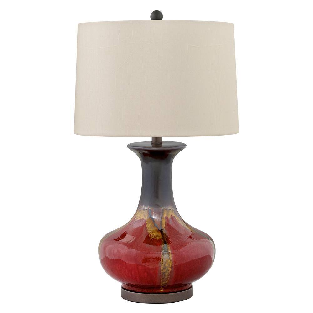 Borgo 28 in. Burgundy with Gunmetal and Gold Drip Table Lamp-338DLRE ...
