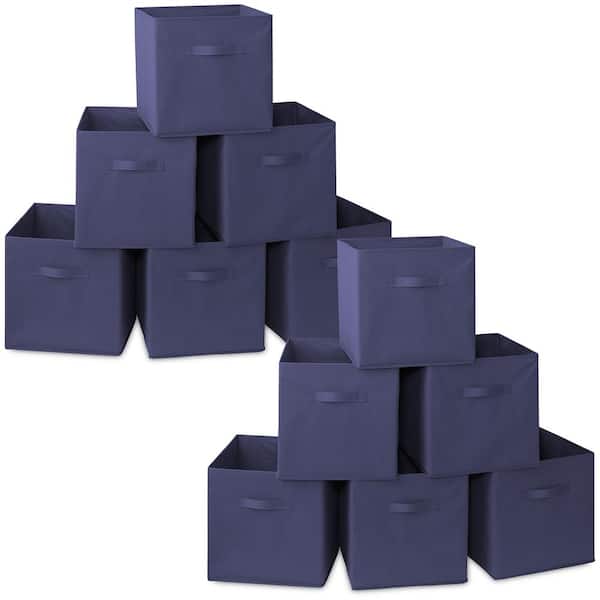 Casafield Navy Blue 13 in. x 13 in. Fabric Collapsible Cubes Decorative ...