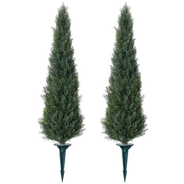 DR.Planzen 3 ft. Artificial Cedar Topiary Trees with Ground Spike ...