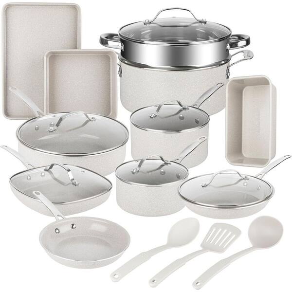 GRANITESTONE Ceraluxe 20-Piece Ceramic Nonstick Aluminum Cookware Set ...