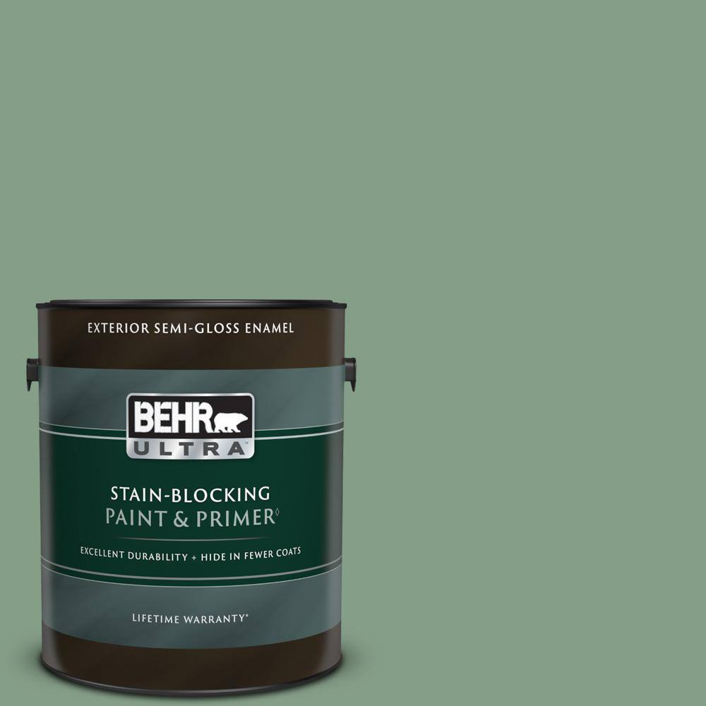 BEHR ULTRA 1 gal. #S410-5 Track Green Semi-Gloss Enamel Exterior Paint ...