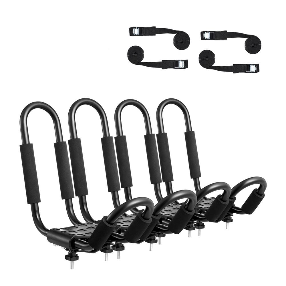 VEVOR Kayak Roof Rack 4 Pair J-Bar Soft Roof Rack Top Mount Tie Down ...