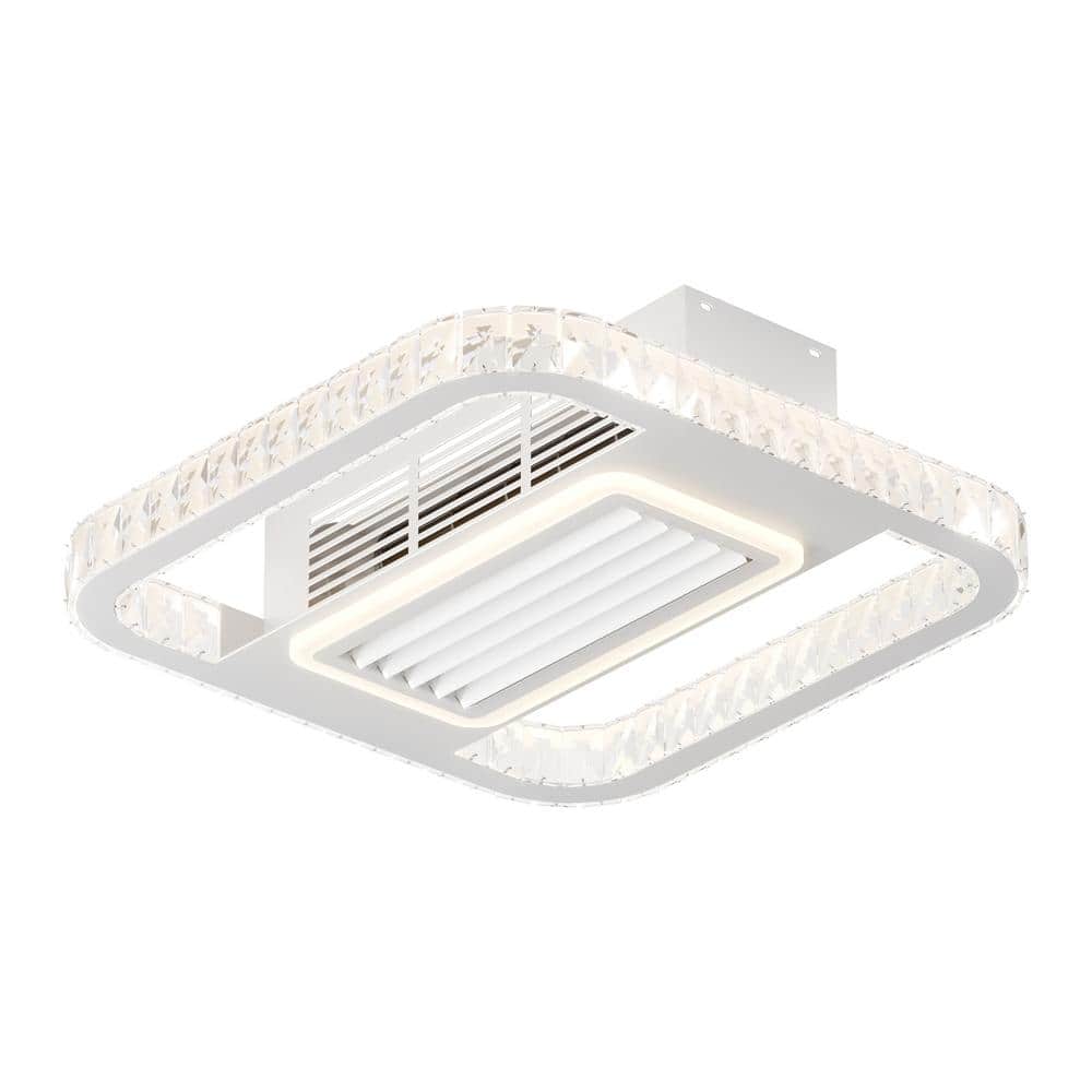 PUDO 21 in. Integrated LED Square Indoor Leafless Flush Mount White ...