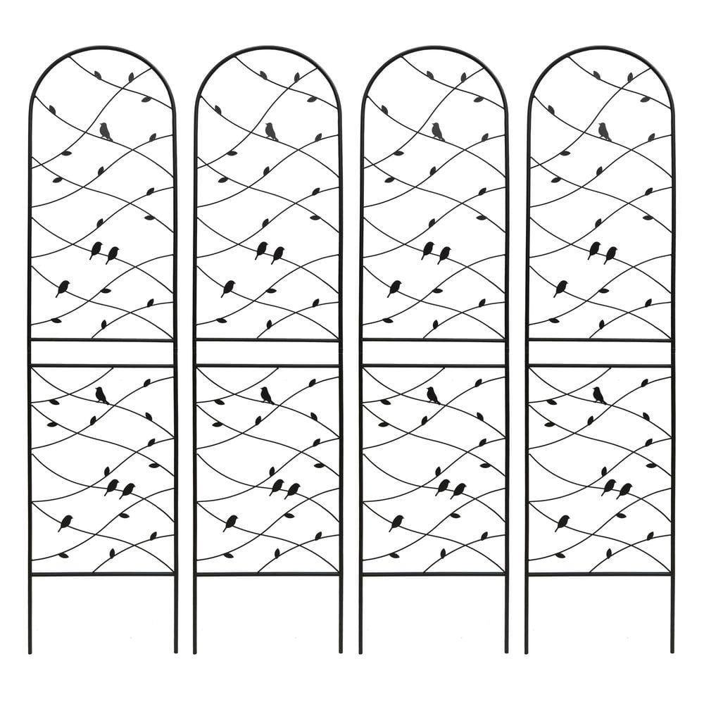 Jushua 4-Pack 86.7 in. x 19.7 in. Outdoor Metal Garden Trellis ...