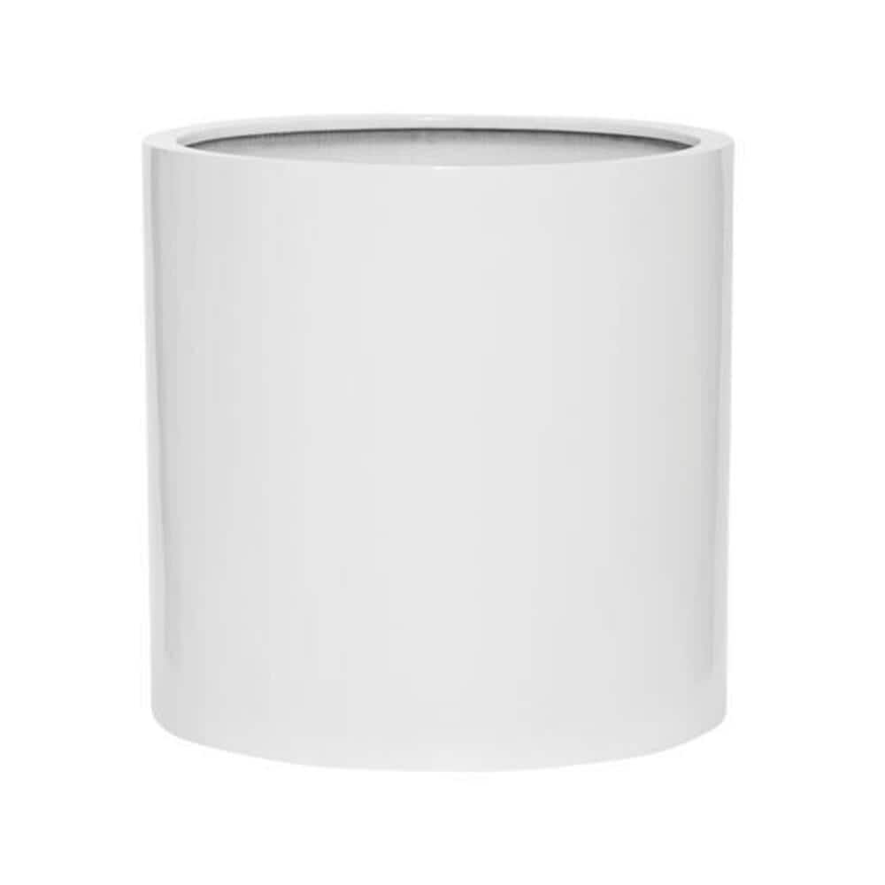 PotteryPots 19.69 in. W Round Large Glossy White Fiberstone Indoor ...