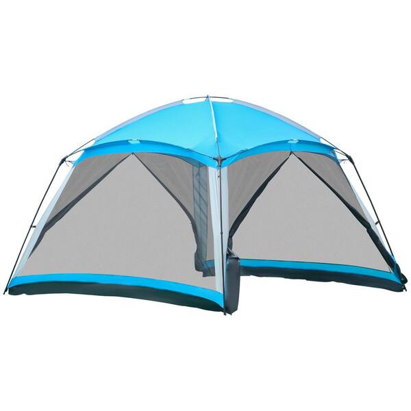 Otryad 12 ft. x 12 ft. Sky Blue Pop-Up Canopy, 8-Person Camping Tent ...