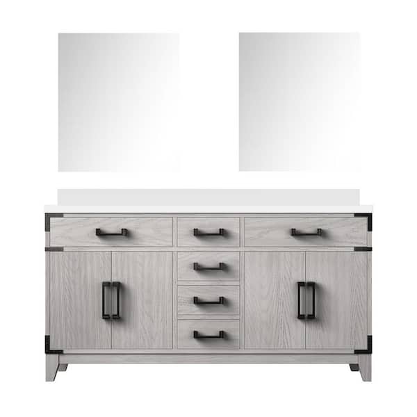 Lexora Fossa 60 in. W x 22 in. D White Oak Double Bath Vanity with ...
