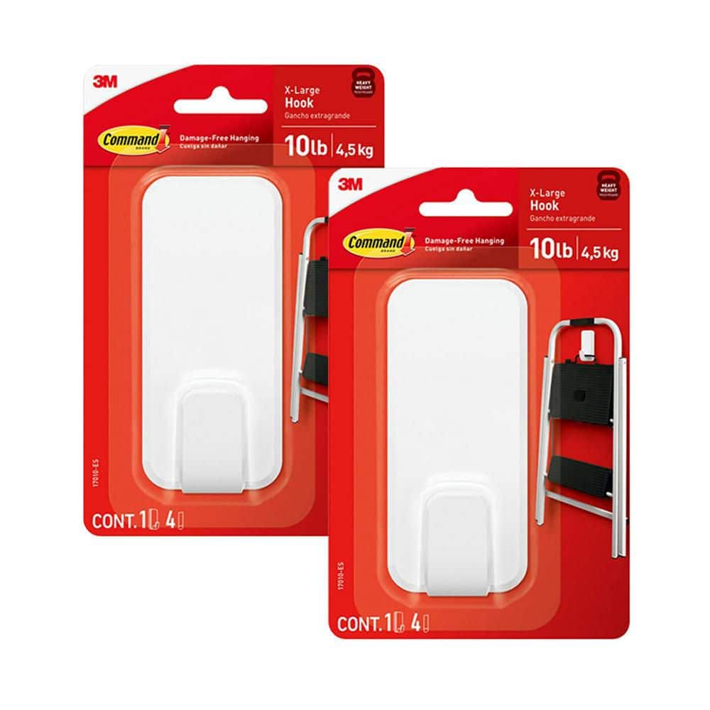 Command 10 Lb XL Heavyweight Wall Hook, White, Damage Free Decorating ...