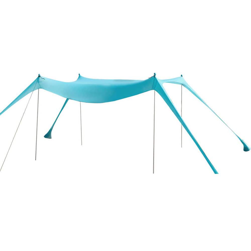 Phewnyzo 10 ft. x 10 ft. Beach Tent Sun Shelter with 8 Sandbags, UPF 50 ...