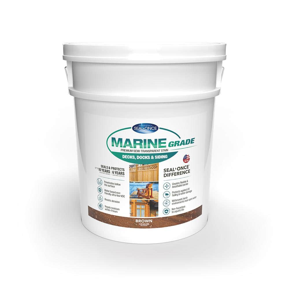 SEAL-ONCE MARINE GRADE 5 gal. Brown Premium Semi-Transparent ...