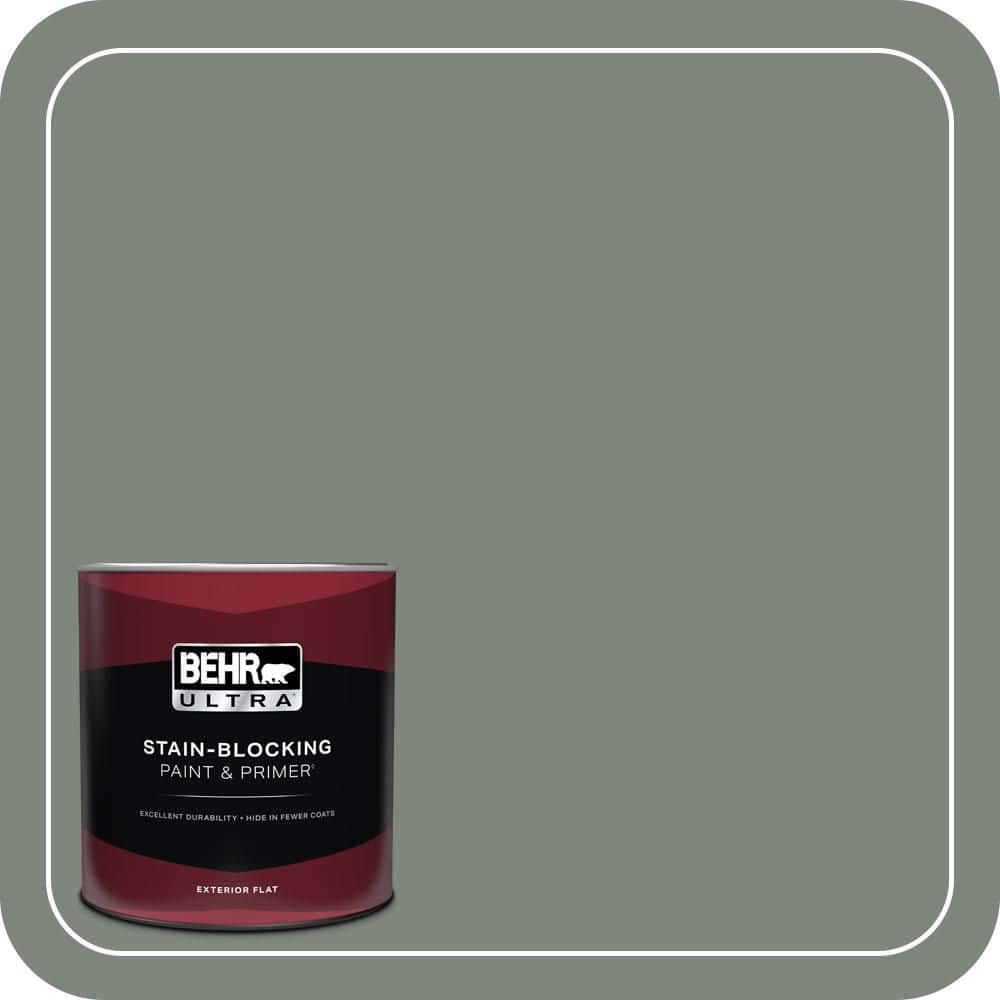 BEHR ULTRA 1 qt. #N410-5 Village Green Flat Exterior Paint & Primer ...