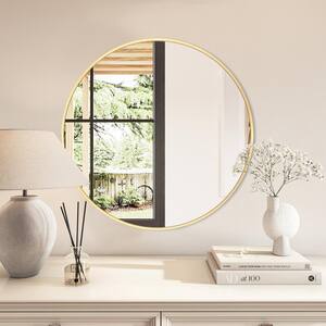 Sxiawe 36 in. W x 36 in. H Large Round Aluminum Frame Wall Mounted Wall ...