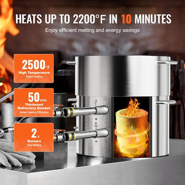 Metal Foundry Kit Crucible Tongs Smelting VEVOR 10KG Propane Melting ...