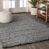 JONATHAN Y Mercer Shag Plush Charcoal 3 ft. x 5 ft. Area Rug MCR106B-3 ...