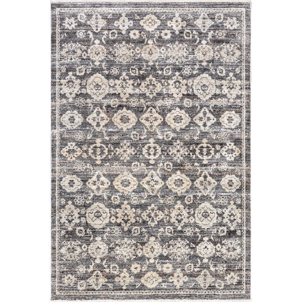 nuLOOM Kaylani Transitional Medallion Area Rug Gray 4 ft. x 6 ft. Area ...