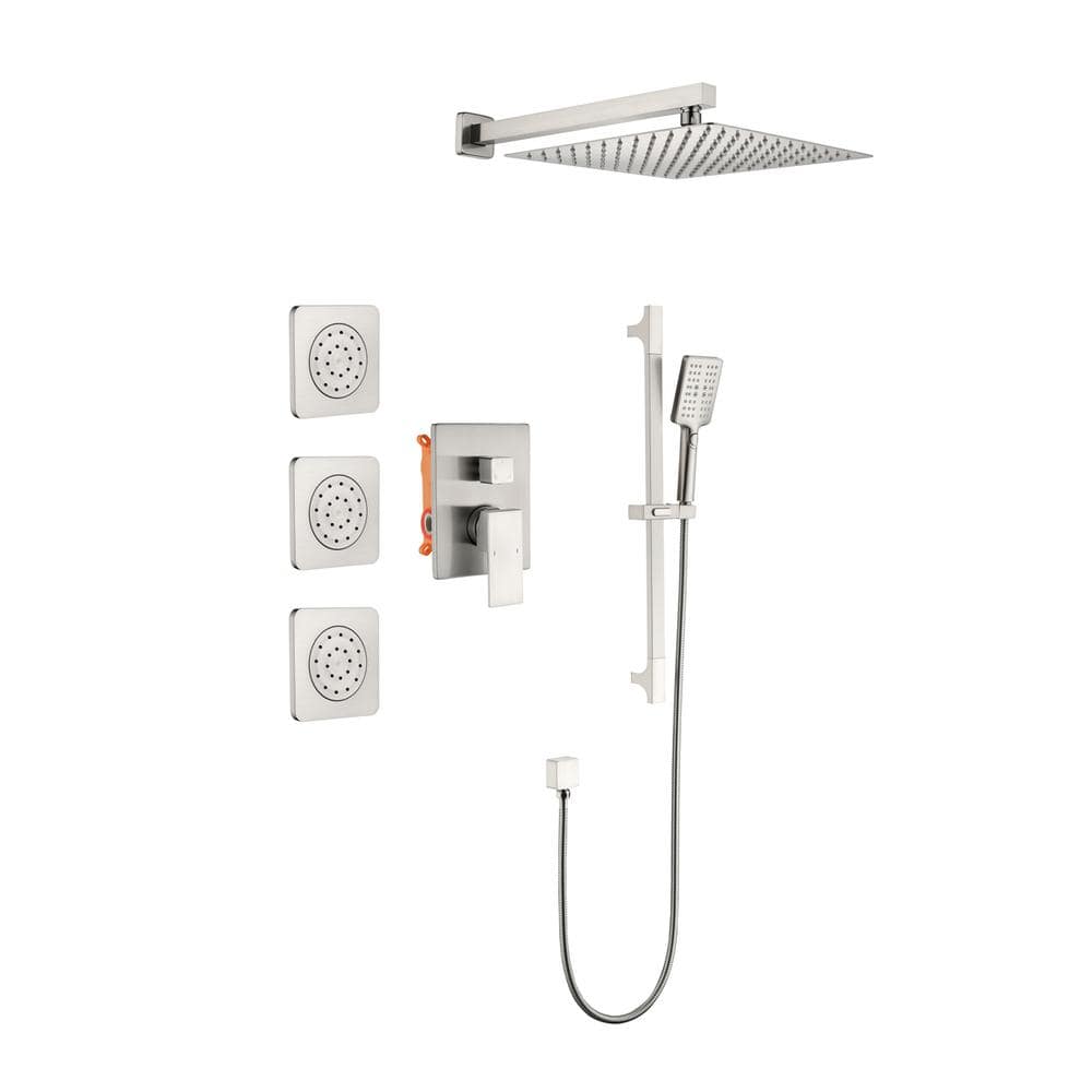 Lukvuzo Shower System with Shower Head, Hand Shower, Slide Bar, 3 ...