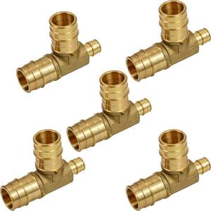 PLUMBFLEX 3/4 in. x 3/4 in. x 1/2 in. 90° PEX A Expansion Pex Reducing Tee, Lead Free Brass For ...
