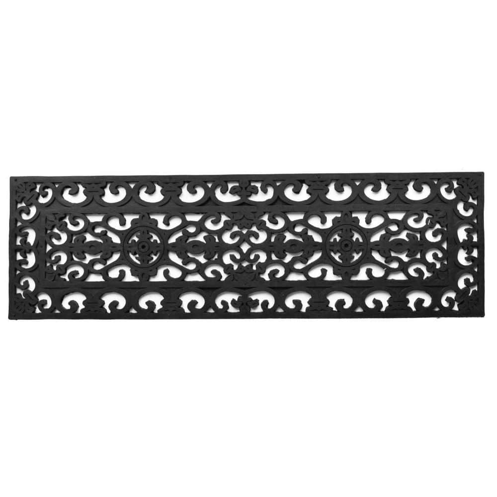 HomeRoots 30 in. x 9 in. Black Rubber Outdoor Door Mat 2000576943 - The ...