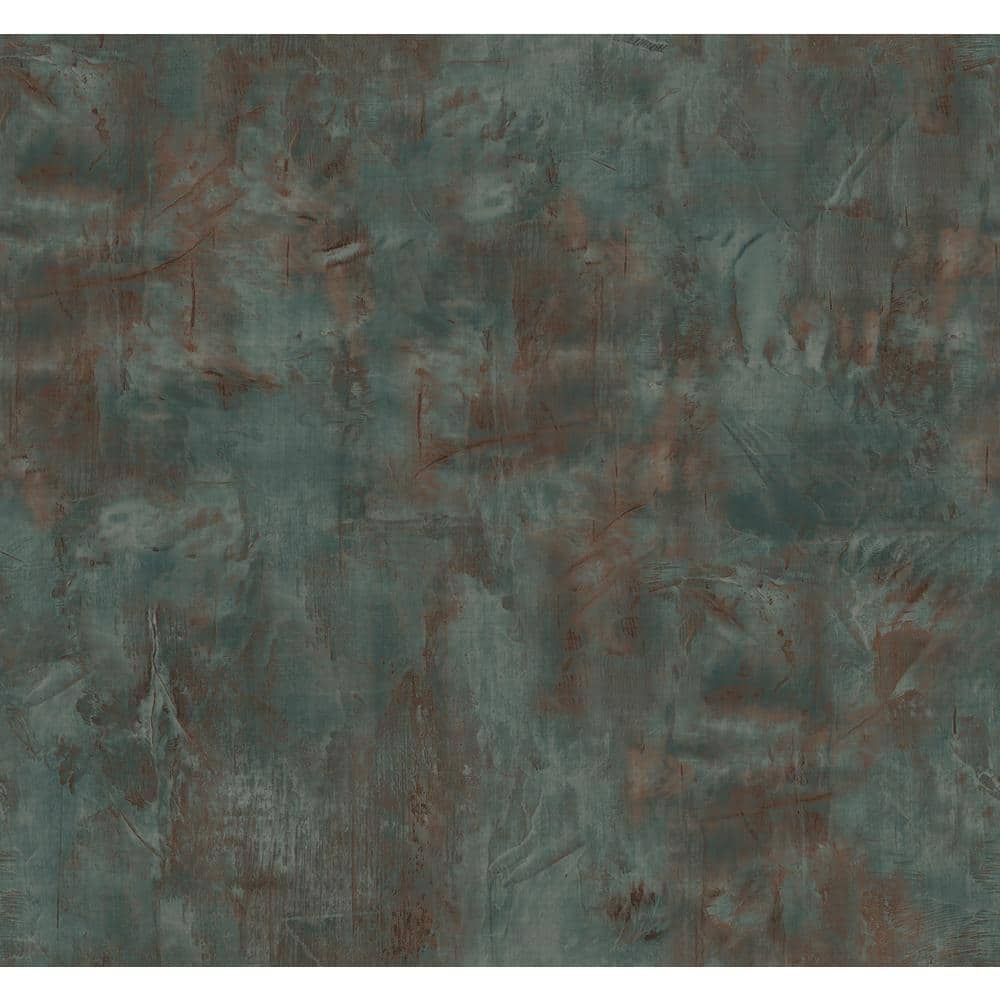 Seabrook Designs 60.75 sq. ft. Rust and Forest Green Rustic Stucco Faux ...