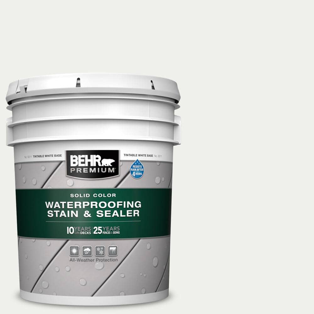 BEHR PREMIUM 5 gal. #57 Frost Solid Color Waterproofing Exterior Wood ...