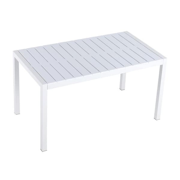 55 in. White Modern Long Table-Indoor/Outdoor Multi-Purpose Dining ...