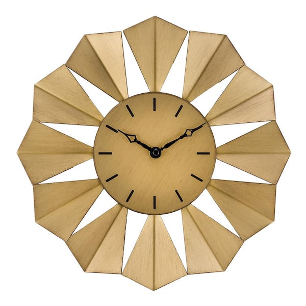 La Crosse Technology 12.8 in. Gold Metal Sunray Quartz Wall Clock-83230 ...