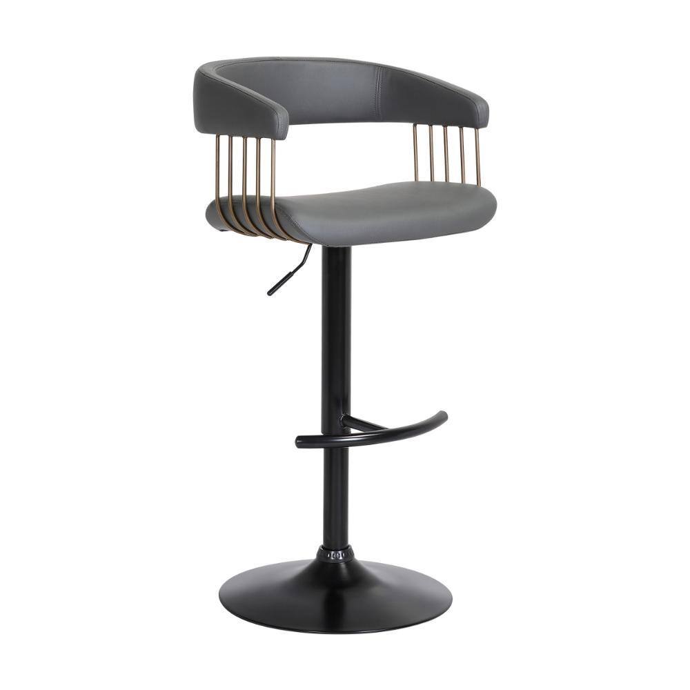 Benjara 33 in. Black, Gray and Bronze Low Back Metal Frame Bar Stool ...