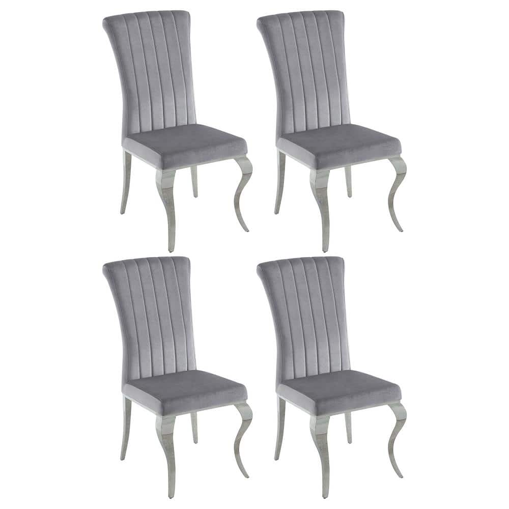 Coaster Betty Gray and Chrome Upholstered Side Chairs Set of 4 105073 ...