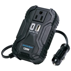 VECTOR 120 Watt Power Inverter, 12V DC, 120V AC, Dual USB Charging ...