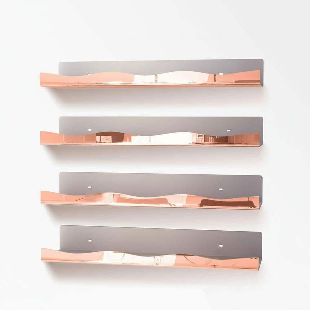 15 in. W x 4.3 in. D rose Gold Acrylic Decorative Wall Shelf PUS68BDH ...