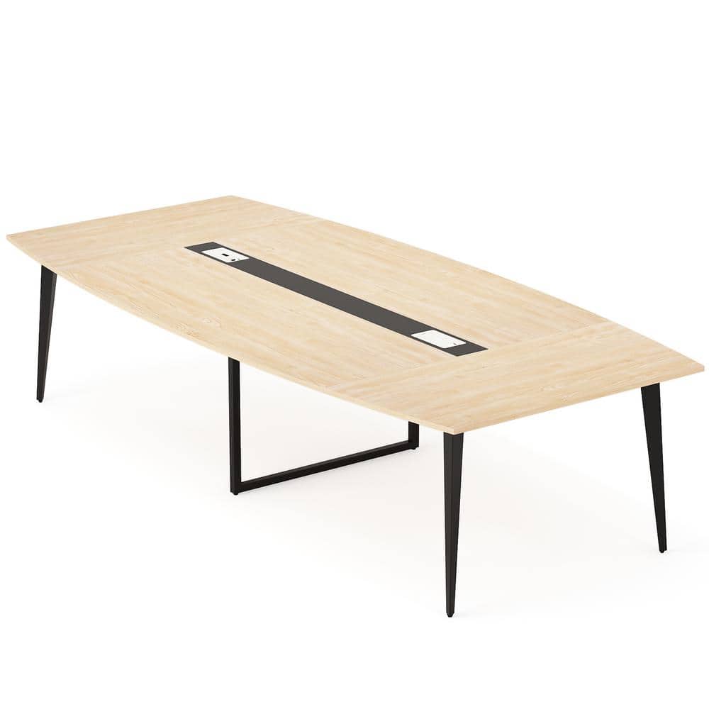 BYBLIGHT Capen 94.4 in Rectangular Light Brown Wood Computer Desk ...