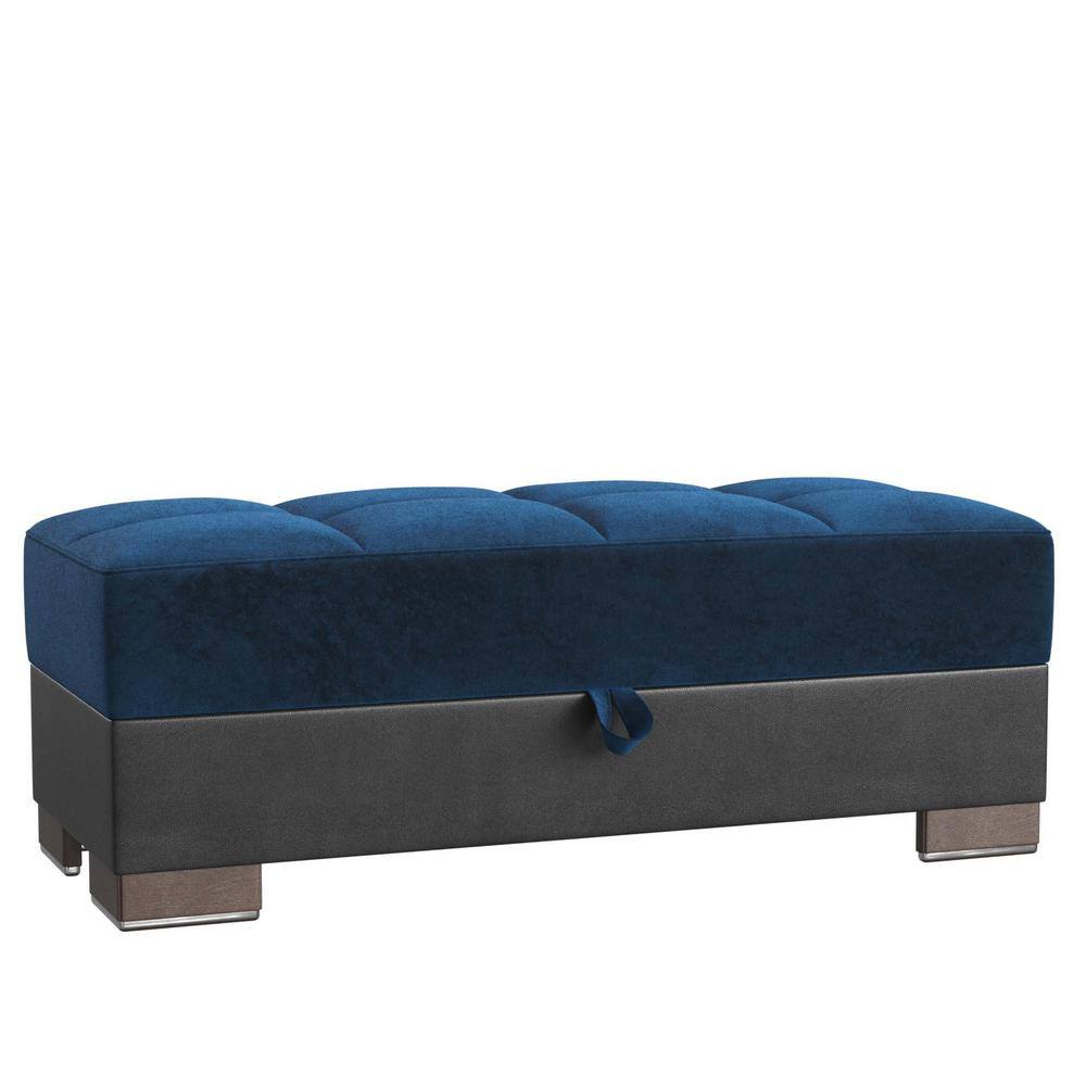 Ottomanson Basics Air Collection Turquoise/Black Ottoman With Storage ...