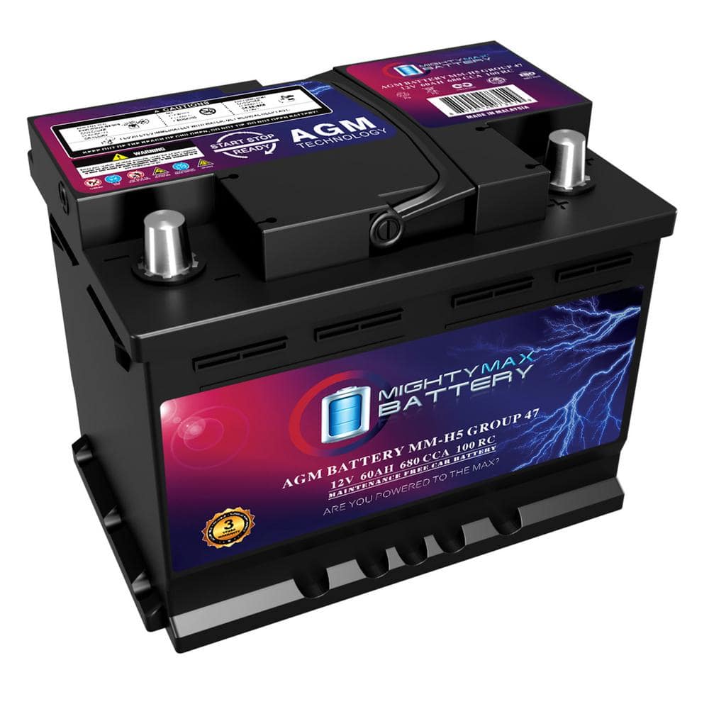 MIGHTY MAX BATTERY MM-H5 Start and Stop Car BCI Group Size 47 12-Volt ...