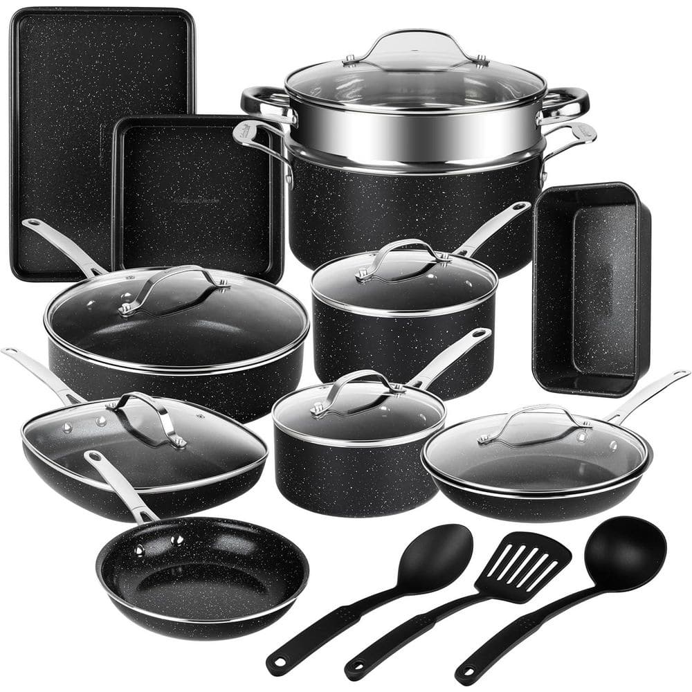 GRANITESTONE Ceraluxe 20-Piece Ceramic Nonstick Aluminum Cookware Set ...