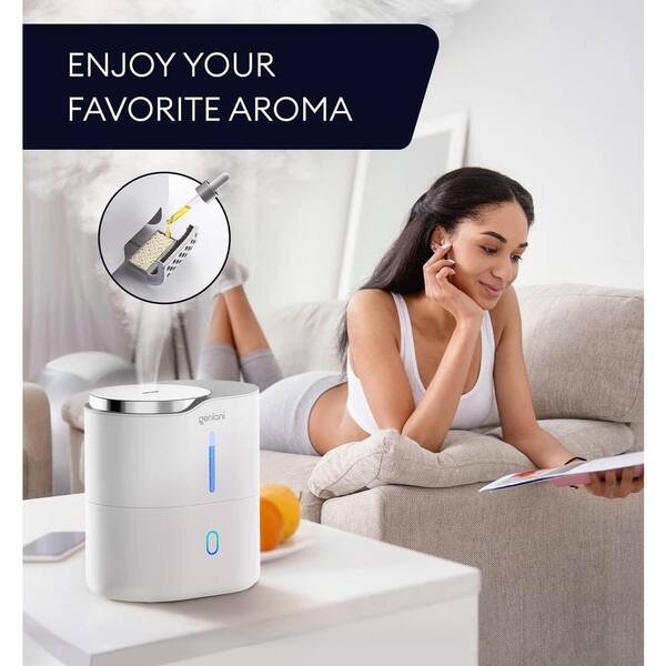 Geniani Top Fill Humidifier with Essential Oil Diffuser 2.5L for Home and Indoor Plants Ultrasonic Quiet Night Light White G HRN 2LW The Home Depot