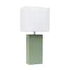 Elegant Designs 21 in. Sage Green Modern Leather Table Lamp with White ...