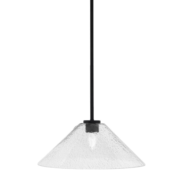 Elonia 100-Watt 1 Light Matte Black Stem Mini Pendant Light with 6.25 ...