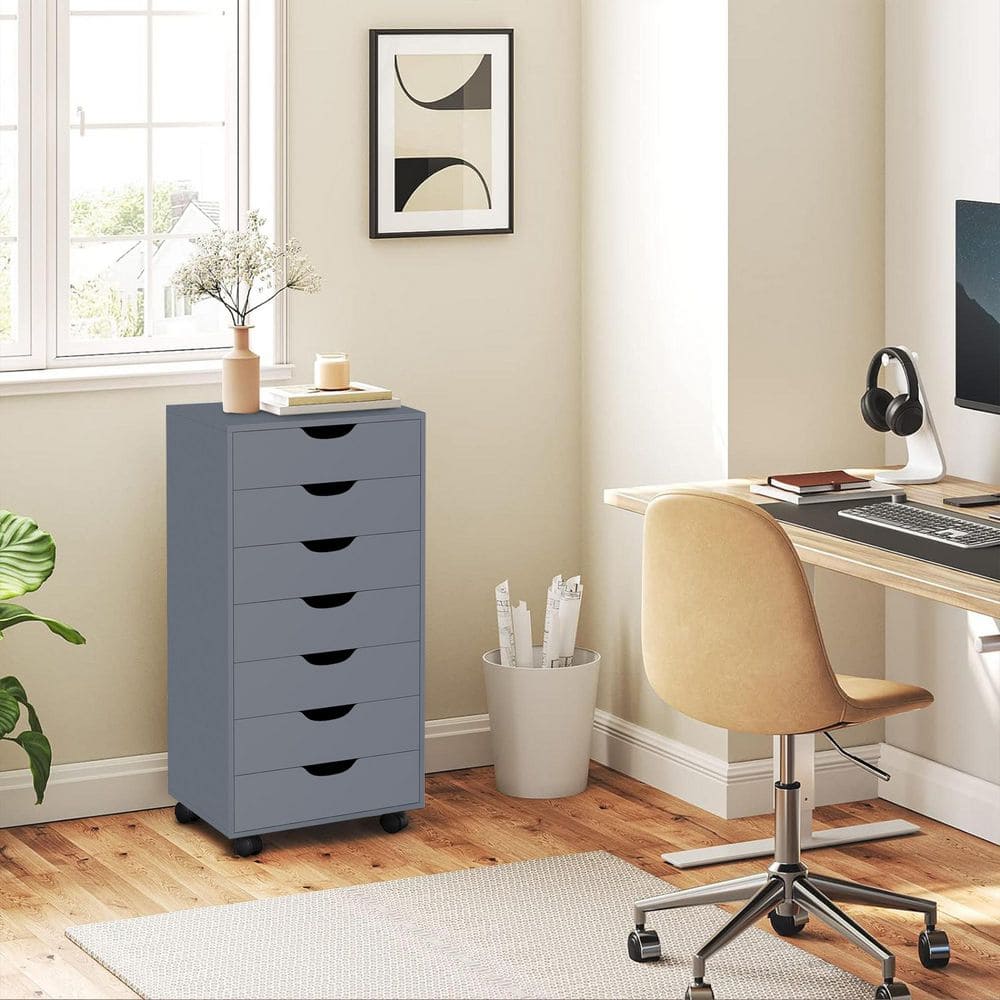 MAYKOOSH 7-Drawer Gray Oak Wood 18.9 in. W Craft Organizer Vertical ...