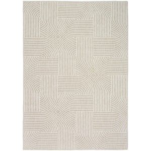 Nourison Textured Home Grey Ivory 2 ft. x 4 ft. Geometric Contemporary ...