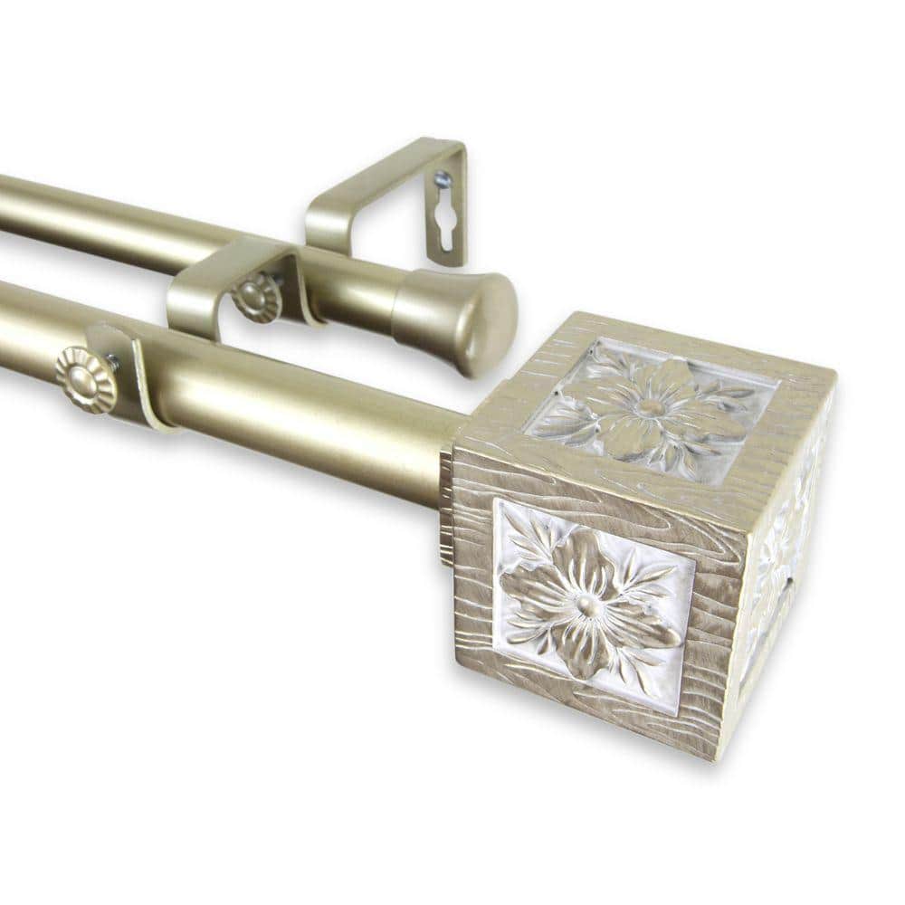 Rod Desyne 48 in. - 84 in. Telescoping 1 in. Double Curtain Rod Kit in ...