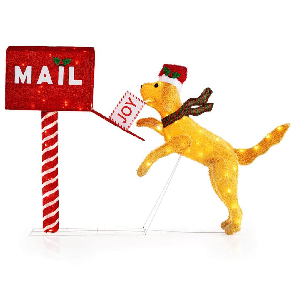 Costway 42 in. Multi-color Metal Christmas Animated Holiday Decoration ...