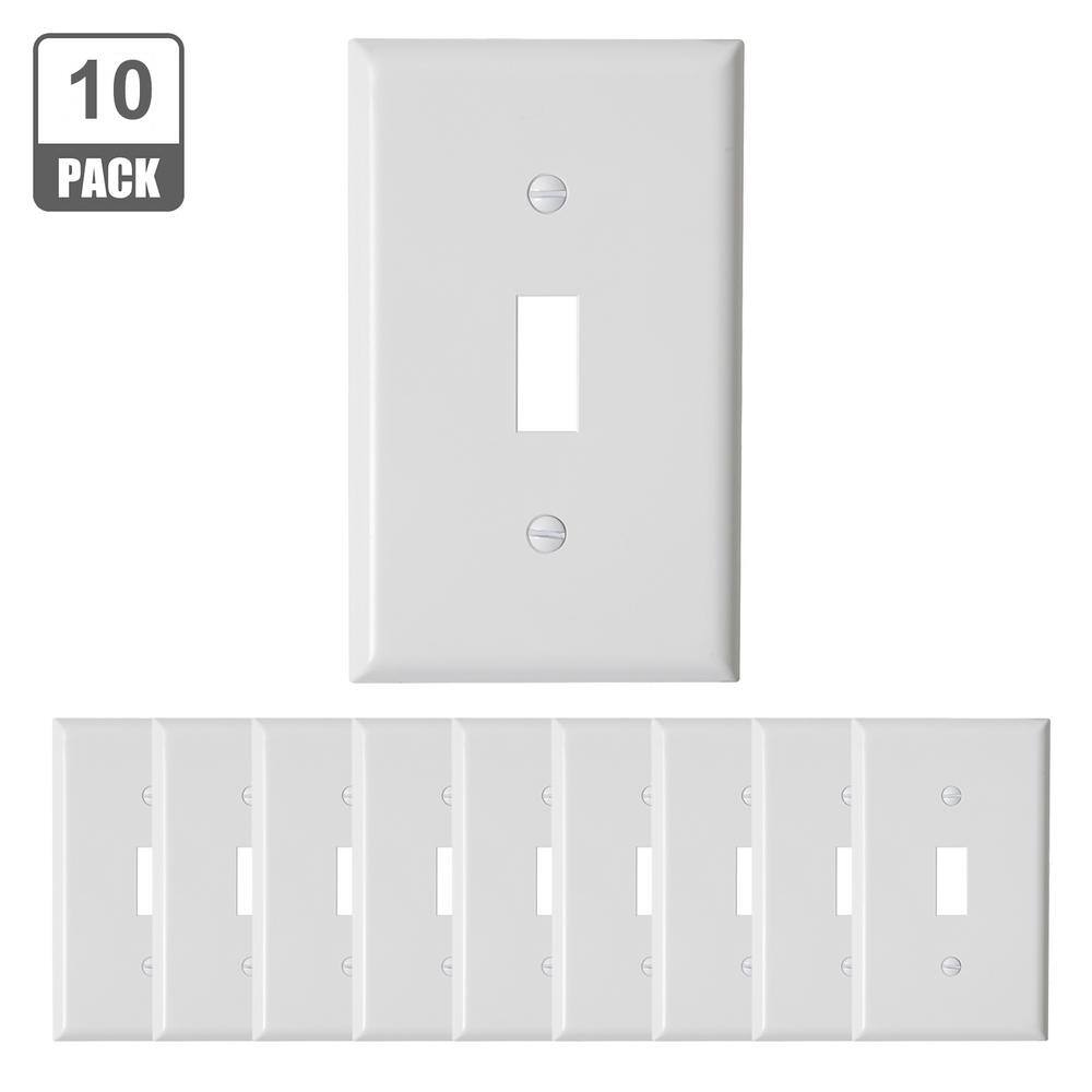 ENERGETIC LIGHTING 1-Gang White Toggle Light Switch Plastic Wall Plate ...