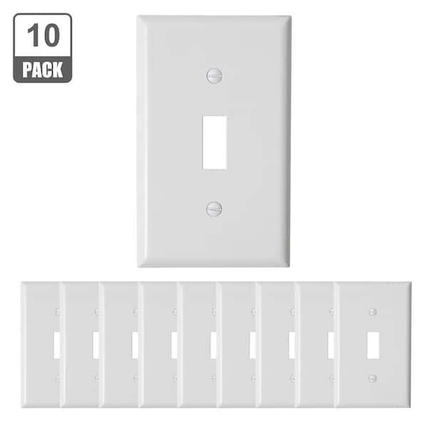 ENERGETIC LIGHTING 1-Gang White Toggle Light Switch Plastic Wall Plate ...